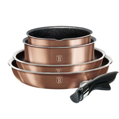 URBNLIVING Height 8.4cm Berlinger Haus 9Pc Rose Gold Saving Cookware ...