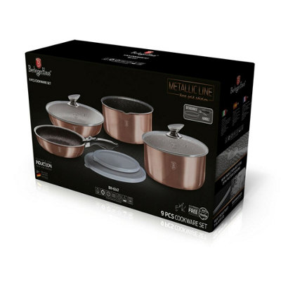 URBNLIVING Height 8.4cm Berlinger Haus 9Pc Rose Gold Saving Cookware ...