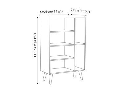 URBNLIVING Height 84cm 6 Section Wooden Black Bookcase with Pine Legs