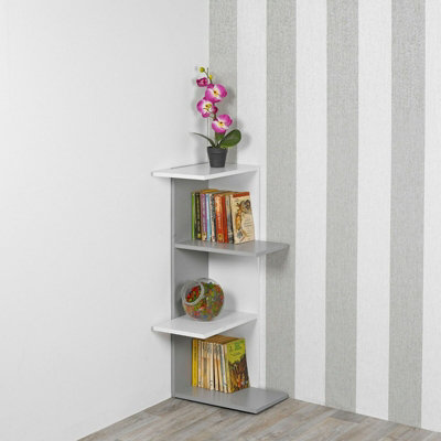 URBNLIVING Height 85cm 3 Tier Wooden Modern Corner Bookcase Shelves ...