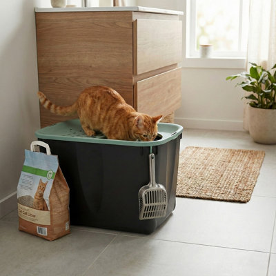 URBNLIVING Large Plastic Pet Cat Litter Bucket Box Enclosure Container ...