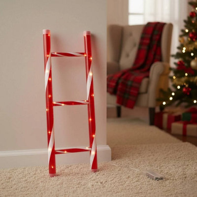URBNLIVING LED Christmas Ladder Decoration 50cm Candy Cane with 21 ...