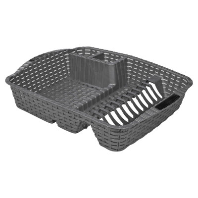 URBNLIVING Metallic Grey Colour Dish Drainer Drying Rack & Utensil ...