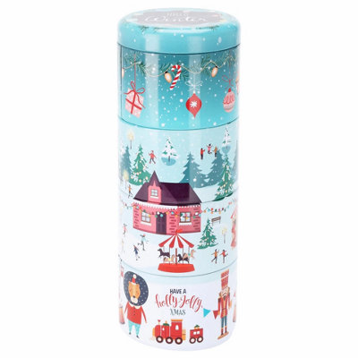 URBNLIVING Set of 1 Teal Christmas Metal Storage Mini Tins Set Nesting ...