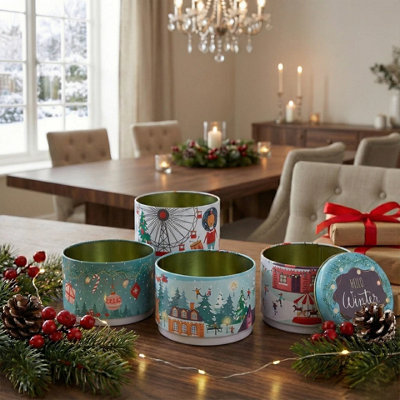 URBNLIVING Set of 1 Teal Christmas Metal Storage Mini Tins Set Nesting ...