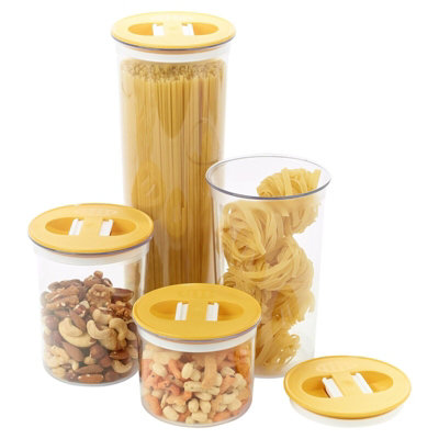 URBNLIVING Set of 4 Yellow Plastic Airtight Containers Food Storage ...