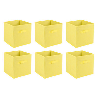 URBNLIVING Set Of 6 Yellow Collapsible Cube Storage Boxes Kids Toys ...