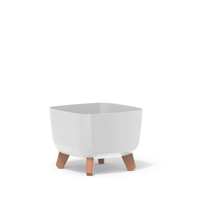 URBNLIVING White 24cm Square Gracia Planter Flower Pot With Legs ...