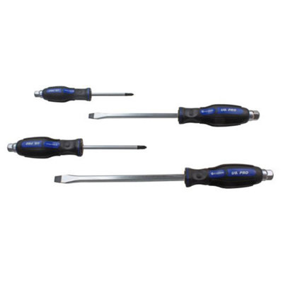 US PRO 12PC Go Through Screwdriver Set Slotted + Philips 1610