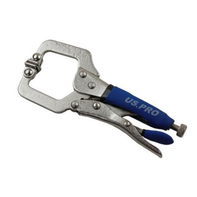 US PRO 150mm LOCKING C CLAMP with Swivel Contact Pads Mole Vice Grip 1607