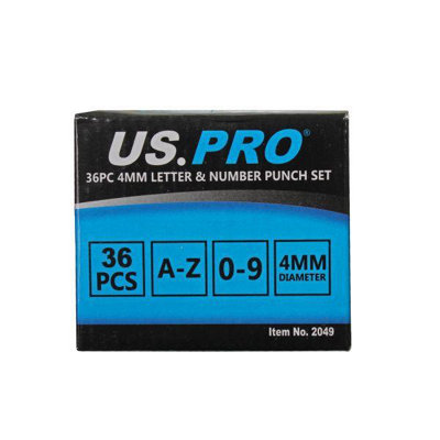 US PRO 36pc 4mm Large Letter And Number Punch / Metal Stamp Security ...