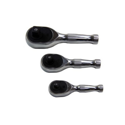 US PRO 3pc STUBBY RATCHET HANDLE SET 1/4 - 3/8 & 1/2"dr B4129 | DIY at B&Q