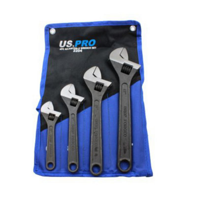 US PRO 4pc Adjustable Wrench / Shifting Spanner Set 6" 8" 10" 12 ...