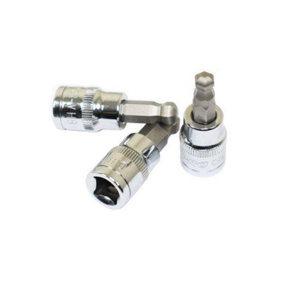 US PRO 7PC 3/8" DR Ball End Hex / Allen Bit Sockets On Rail L: 48mm 2220