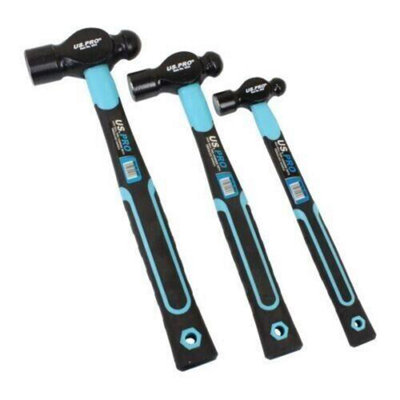 US PRO Ball Pein Hammers Set 3pc 8 16 32oz TPR Handle Machinists TPR ...