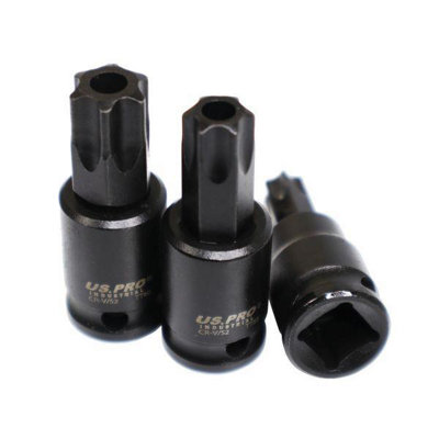 US PRO INDUSTRIAL 11PC 3/8" DR Impact Tamper Star Torx Bit Sockets T10 ...