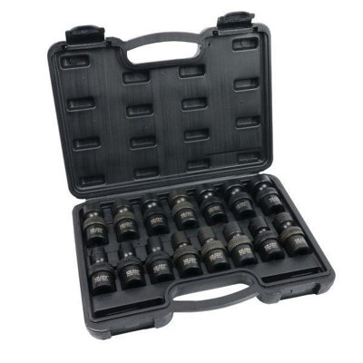 US PRO INDUSTRIAL 15pc 1/2" Dr Swivel Impact Shallow Sockets 10 - 24mm 7565