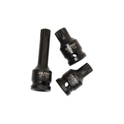 US PRO INDUSTRIAL 6PC 1/2" Dr Impact Spline Bit Sockets Shallow & Deep ...