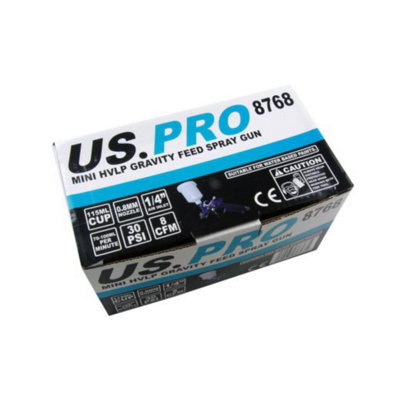 US PRO Mini HVLP Gravity Feed Spray Gun 115ML PP Cup 0.8MM Nozzle 8768