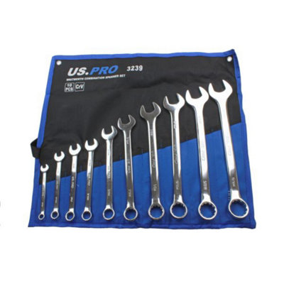 US PRO Tools 10PC Whitworth Combination Spanner Set 1/8" - 11/16" 3239 ...