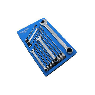 US PRO Tools 12 Piece Metric Combination Spanners Set In A Foam Tray 6 ...