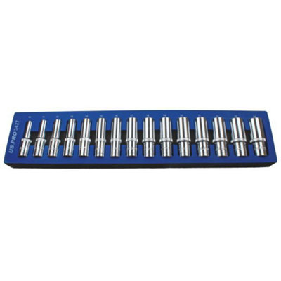 US PRO Tools 15pc 1/2'' Dr 12 Point Deep Sockets In Foam Tray 10 - 24mm ...