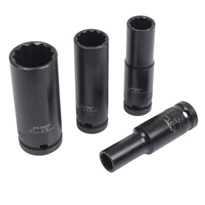 US PRO Tools 15pc 1/2" DR 12 PT European Deep Impact Socket Set 10mm ...