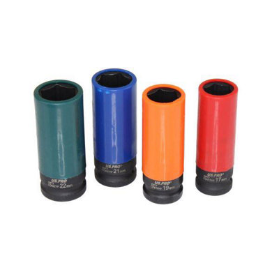 US PRO Tools 4pc 1/2" Dr Deep Impact Sockets For Alloy Wheels 17, 19 ...