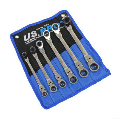 US PRO Tools 6pc Metric Flexi Double Ring Gear Ratchet Spanner Wrench ...