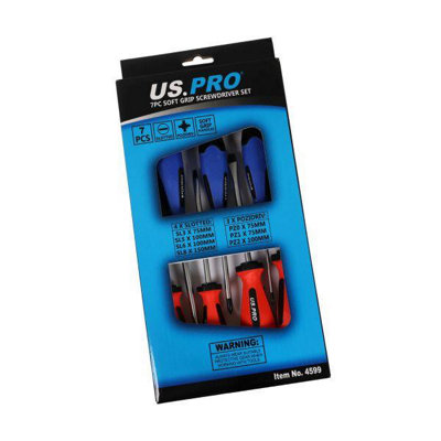 US PRO Tools 7PC Soft Grip Screwdriver Set- Pozi & Slotted 4599 | DIY ...