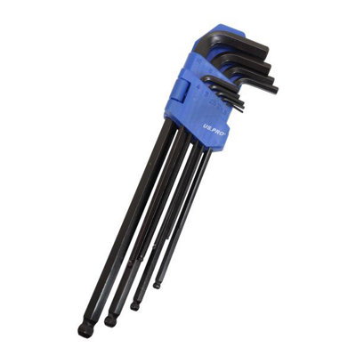 US PRO Tools 9 PC Extra Long Ball End Allen Hex Key Set Metric 1.5 ...