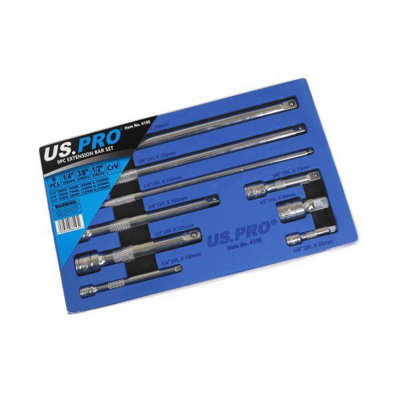 US PRO Tools 9pc 1/4" 3/8" 1/2" Dr Extension Bar Set, Sockets bars 4190