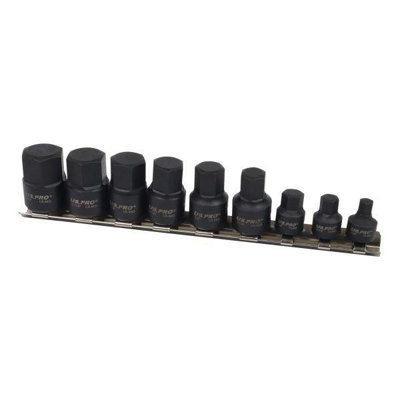 US PRO Tools 9pc 1/4" 3/8" Dr Stubby Short Impact Hex Allen Bit ...