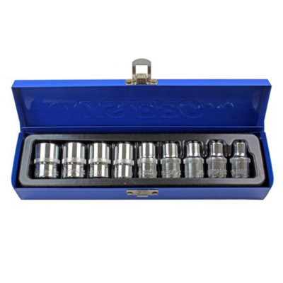 US PRO Tools 9pc E Torx Socket Set E10 to E24 1/2" drive female torque ...