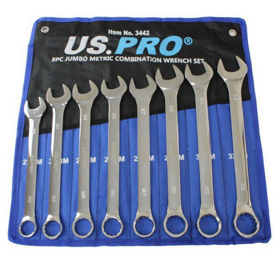 US PRO Tools Jumbo Spanners 8pc Long Reach Combination Wrench Spanner ...