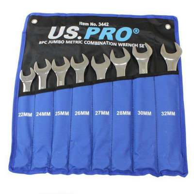 US PRO Tools Jumbo Spanners 8pc Long Reach Combination Wrench Spanner ...