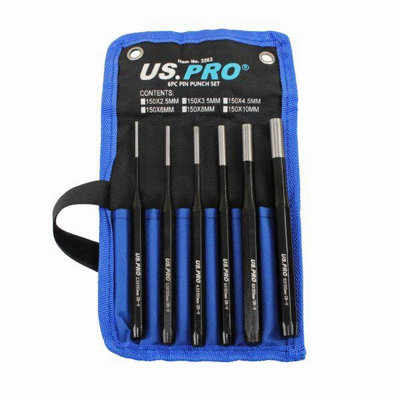 US PRO Tools PIN Punch set 6pc Parallel Pin Metric Punch Tool Set 2.5mm ...