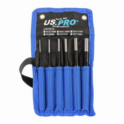 US PRO Tools PIN Punch set 6pc Parallel Pin Metric Punch Tool Set 2.5mm ...