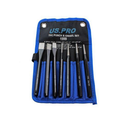 US PRO Tools Punch Chisel Set 7pc Cold Chisel Center Punch PIN Punch ...