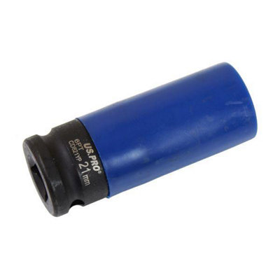 US PRO TOOLS SINGLE 1/2" DR 21MM DEEP IMPACT ALLOY WHEEL SOCKET 3760