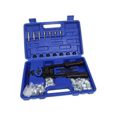 US PRO Tools Threaded Nut Hand Riveter M3-M12 With 100 Assorted Rivet ...