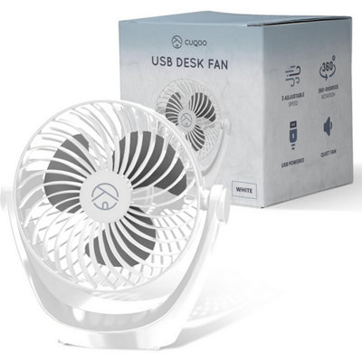 USB Desk Fan White Compact Portable Cooling Fan For Home Office Use
