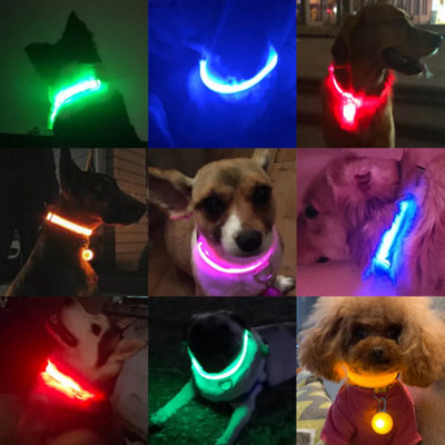 USB Rechargeable LED Dog Pet Collar Flashing Luminous Safety Night ...