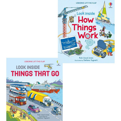 Usborne Look Inside Things That Go, How Things Work 2 Books Collection Set