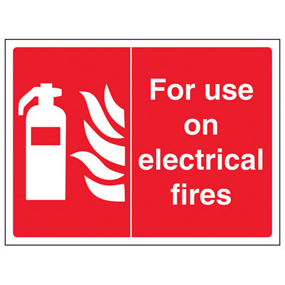 Use On Electrical Fires Equipment Sign - Adhesive Vinyl 200x150mm (x3 ...