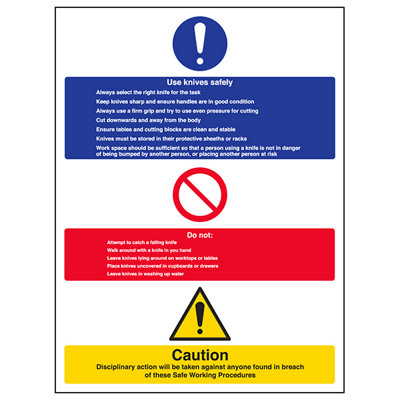 Use Sharps Safely Catering Safety Sign - Rigid Plastic 200x300mm (x3 ...