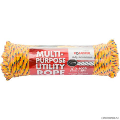 Utility Rope 6mm X 30m 100ft 1/4" Diamond Braid Polypropylene All ...