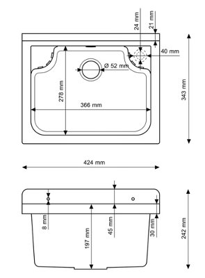 Utility Sink Granitan Loma PVC Cabinet with Tap and Waste Set 1pc