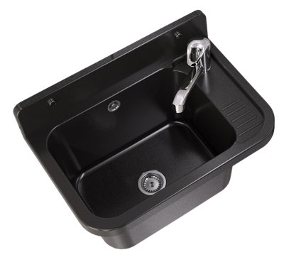 Utility Sink Paron Granitan Tap with Pull-Out Spout Black