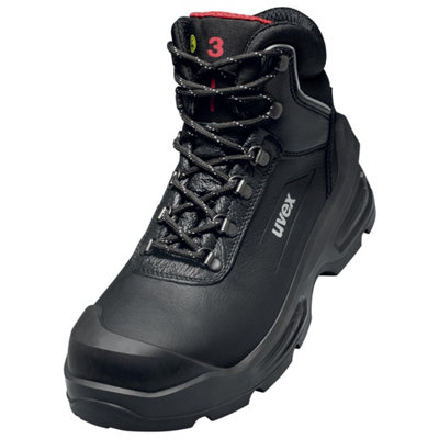Uvex 3 Safety Boots Quatro Black Leather S3 SRC Composite Toecap Steel Midsole